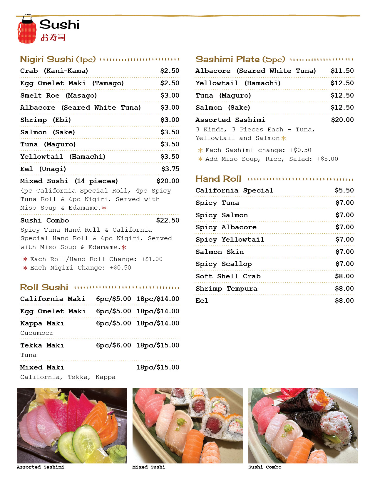 Sushi ichiban menu store